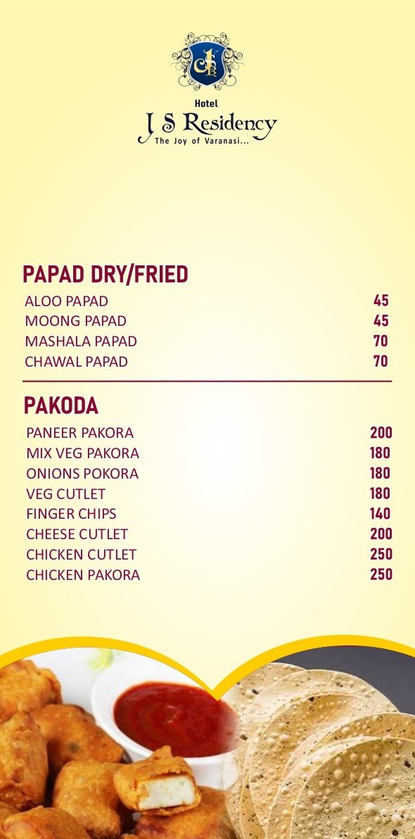our Menus – J S RESIDENCY